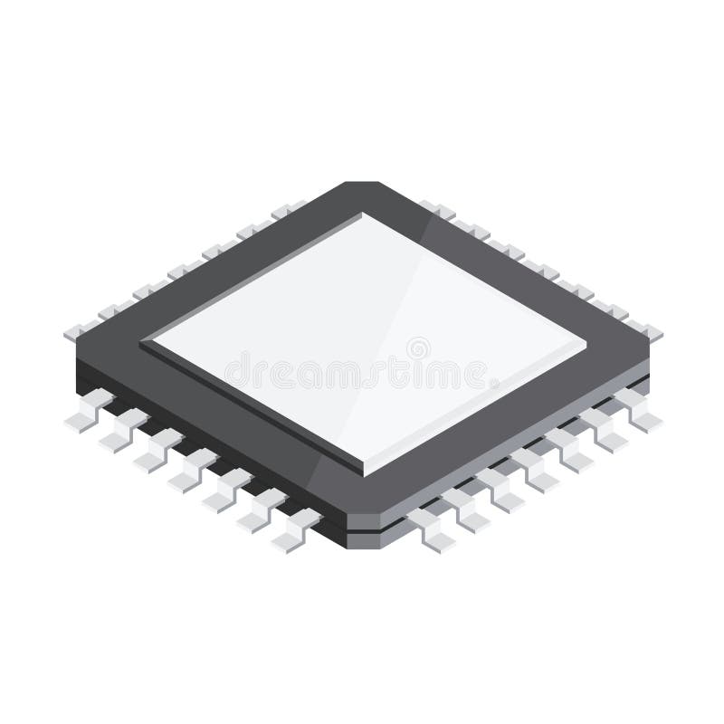 CPU in 3D isometric style stock illustration. Illustration of hardware ...