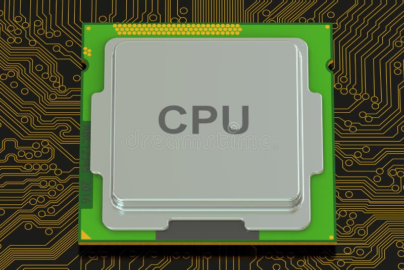 Cpu, 3D rendering stock illustration. Illustration of green - 73475864
