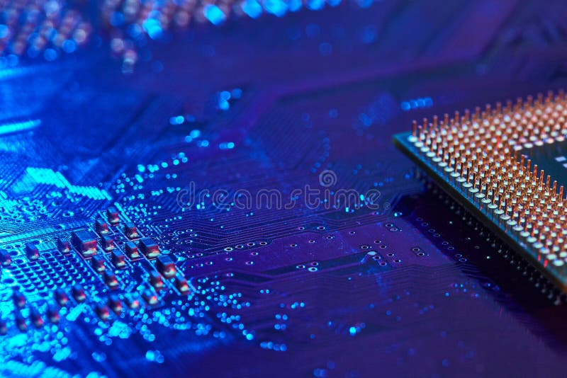 CPU Desktop with the Contacts Facing Up Lying on the Motherboard of the ...