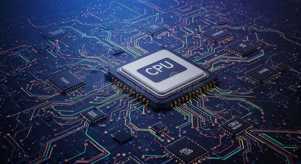 CPU Diagram Circuitry and Chips Technology Central Processing Unit Integrated Circuits Microchip ...