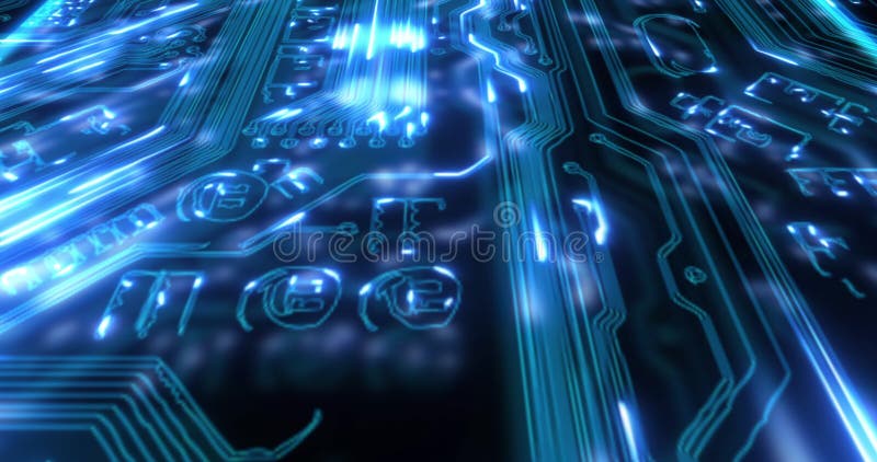 CPU, Digital Microchip and Hologram of Circuit Board for Programming, Coding and Information ...