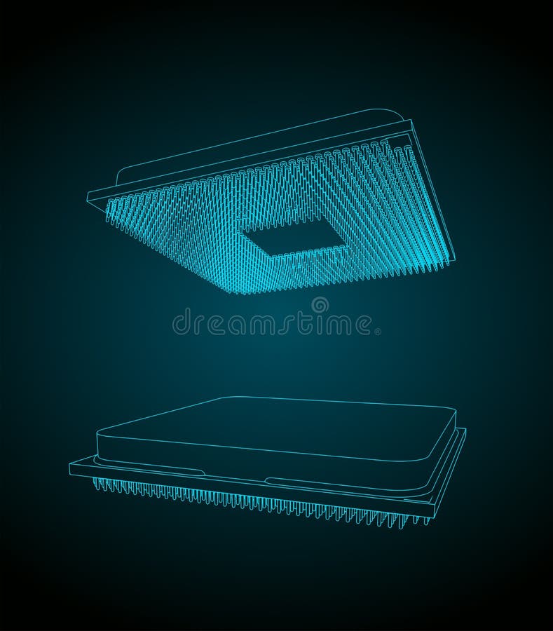 CPU drawings illustrations stock vector. Illustration of microchip ...