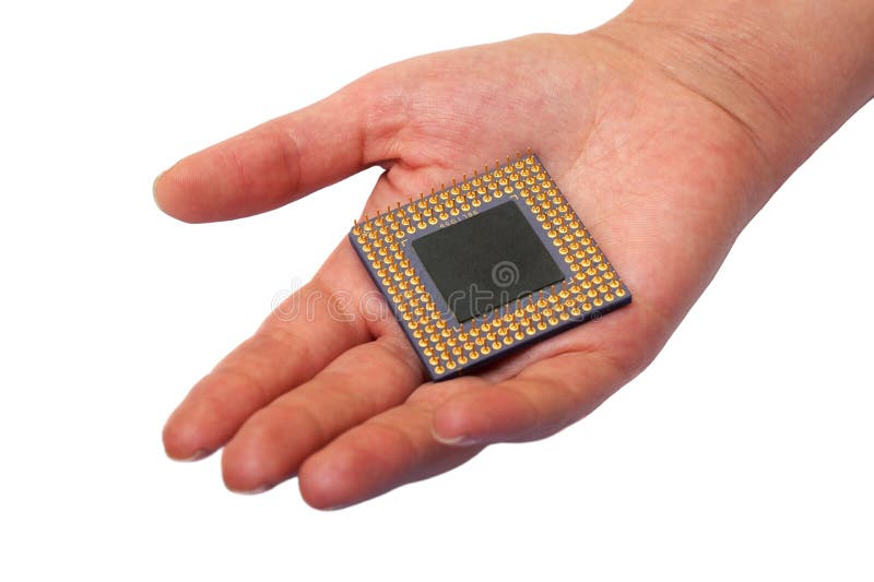 CPU in einer Hand stockfoto. Bild von daten, steuerung - 4442270