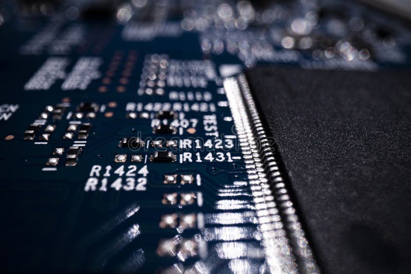 CPU Electrons. Motherboard Closeup. Circuit Board with Electrons ...