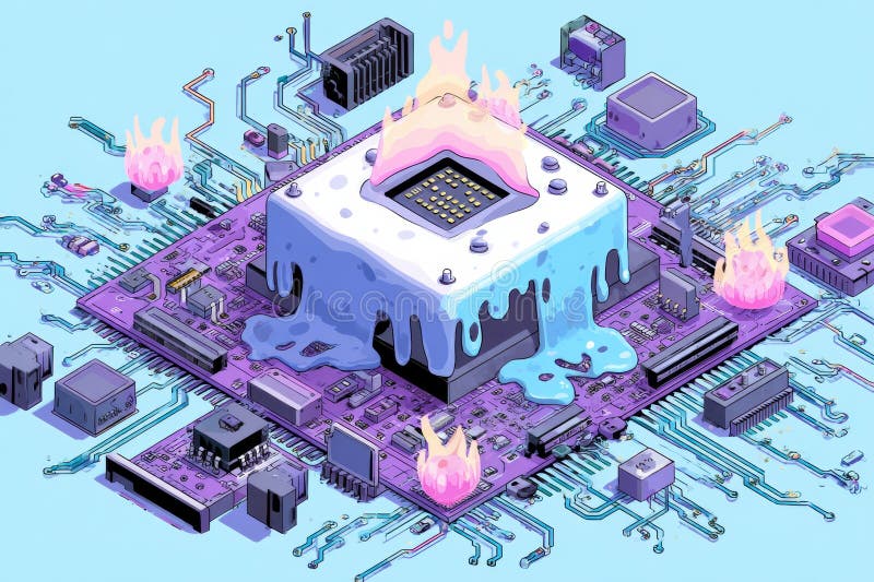 CPU Melting Due To System Overload with Vivid Colors and Energetic ...