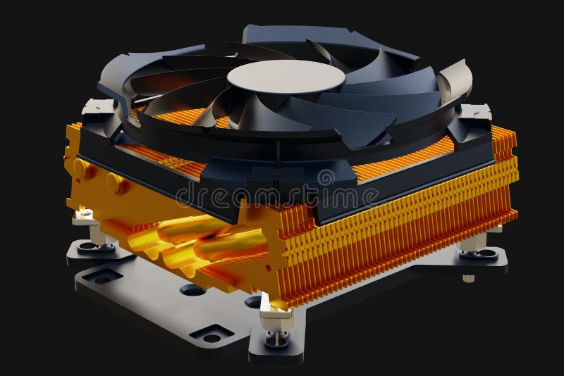 CPU Fan Cooler for PC. 3D Rendering Stock Illustration - Illustration ...