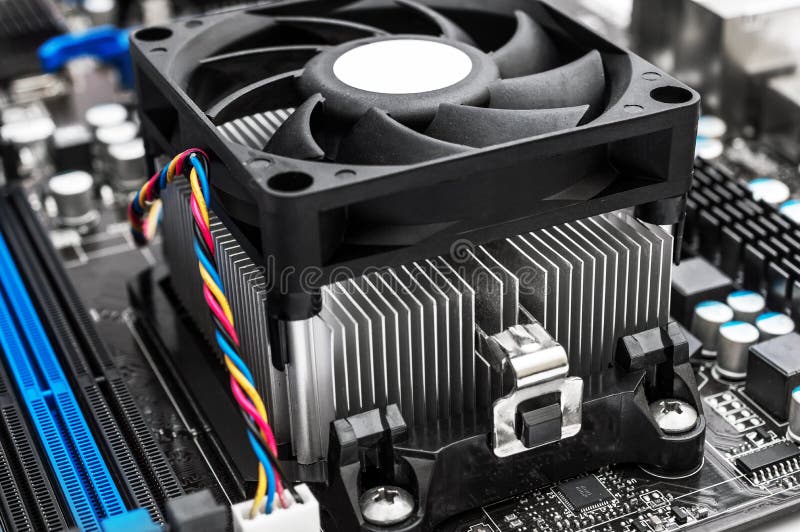 Cpu Fan on Motherboard. Close Up Stock Image - Image of processor ...