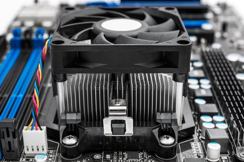 CPU on Motherboard Close Up, Computer Theme Stock Photo - Image of ...