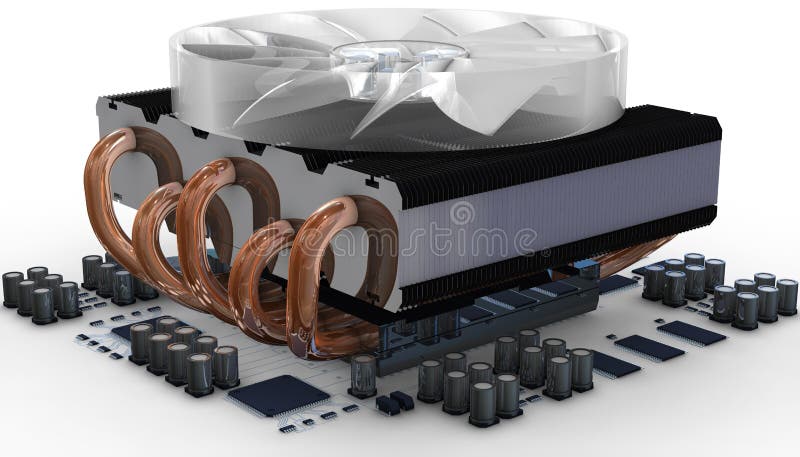CPU fan on radiator stock illustration. Illustration of objects - 36788993