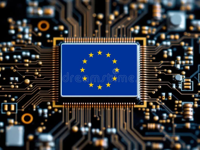 CPU with Flag of the European Union Concept Stock Photo - Image of chip ...