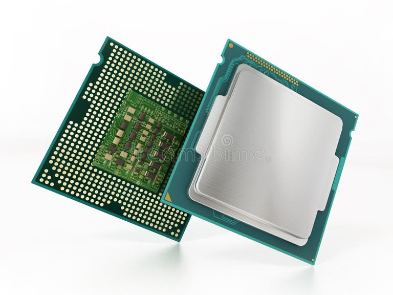 CPU Front and Backside Isolated on White Background. 3D Illustration ...