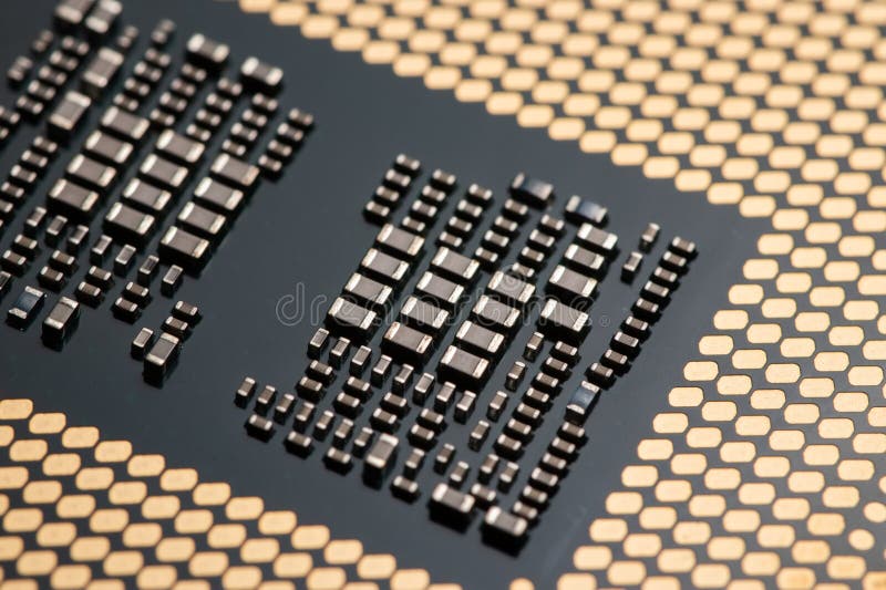 Cpu Gold Pins Microchip Processor Computer Component Technology. Macro ...