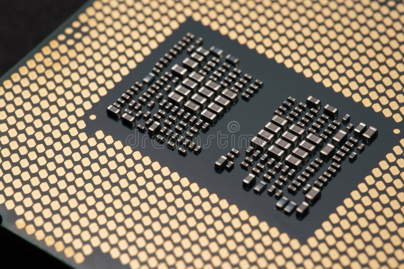 Cpu Gold Pins Microchip Processor Computer Component Technology. Macro ...
