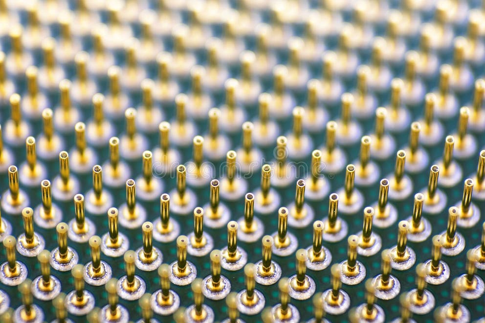 Cpu Gold Pins Microchip Processor Legs Computer Component Technology. Macro Photography Central ...