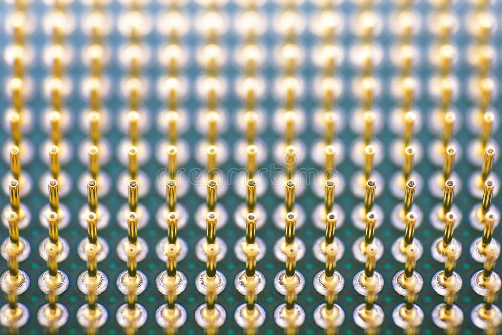 Cpu Gold Pins Microchip Processor Legs Computer Component Technology. Macro Photography Central ...