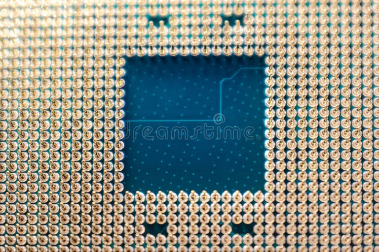 CPU Golden Pins Contacts, Processor Unit Close-up Stock Photo - Image ...