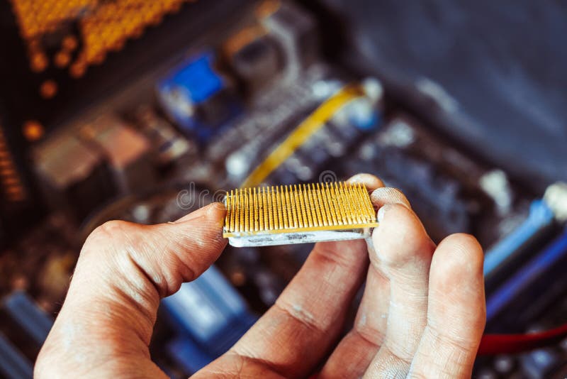 The CPU in the hand stock image. Image of abstract, closeup - 110661331