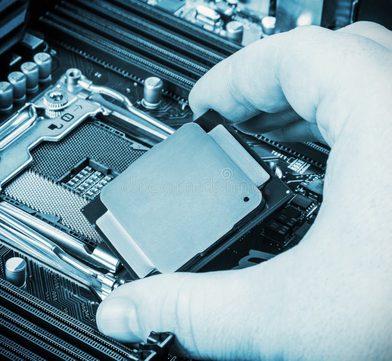 CPU in hand stock photo. Image of modern, equipment, central - 71040304