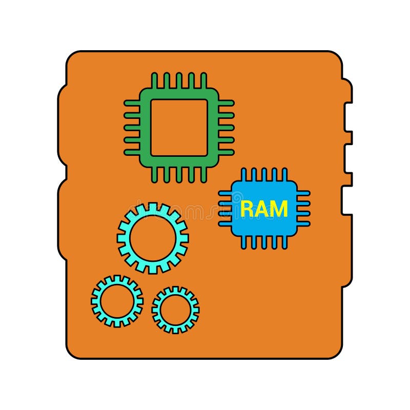 Cpu, Hardware, Memory Icon. Black Vector Graphics Stock Illustration ...