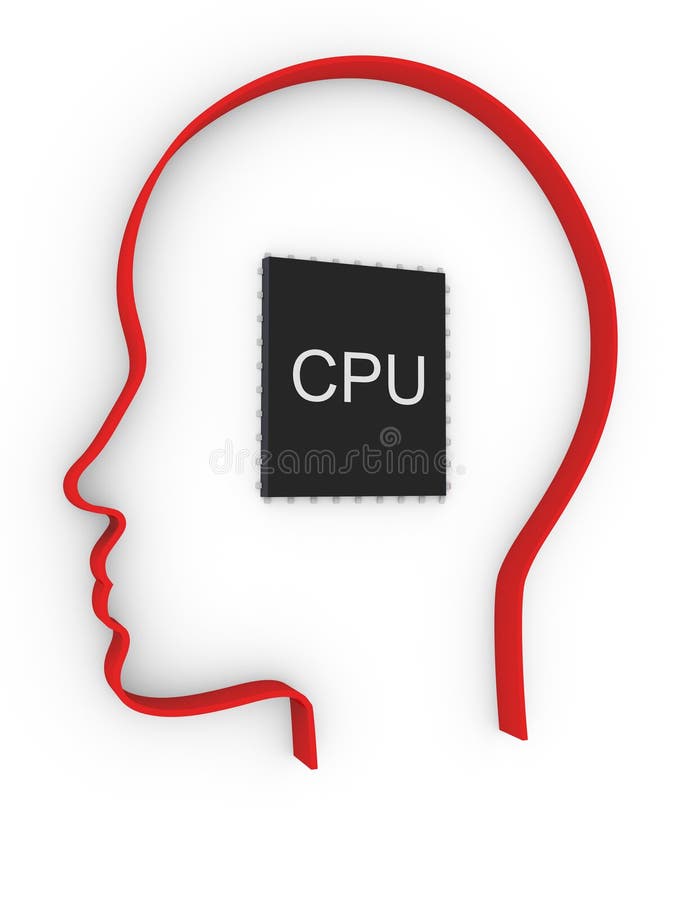 Cpu in human head stock illustration. Illustration of close - 22187566