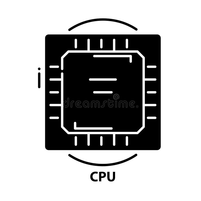 Cpu Icon, Black Vector Sign with Editable Strokes, Concept Illustration ...