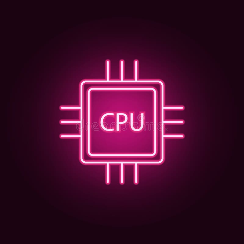 CPU Icon. Elements of Web in Neon Style Icons Stock Illustration ...