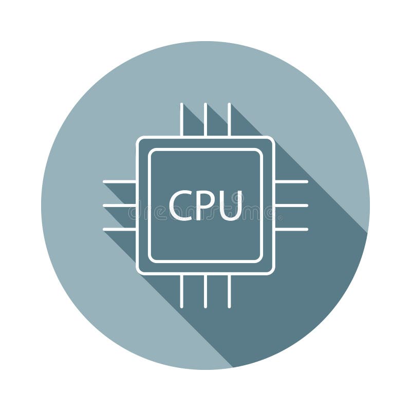 CPU Icon in Flat Long Shadow Style. One of Web Collection Icon Can Be ...