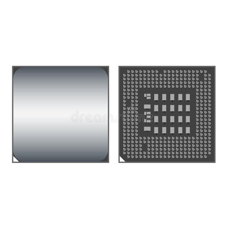 Cpu Icon Front and Back stock vector. Illustration of central - 158055745
