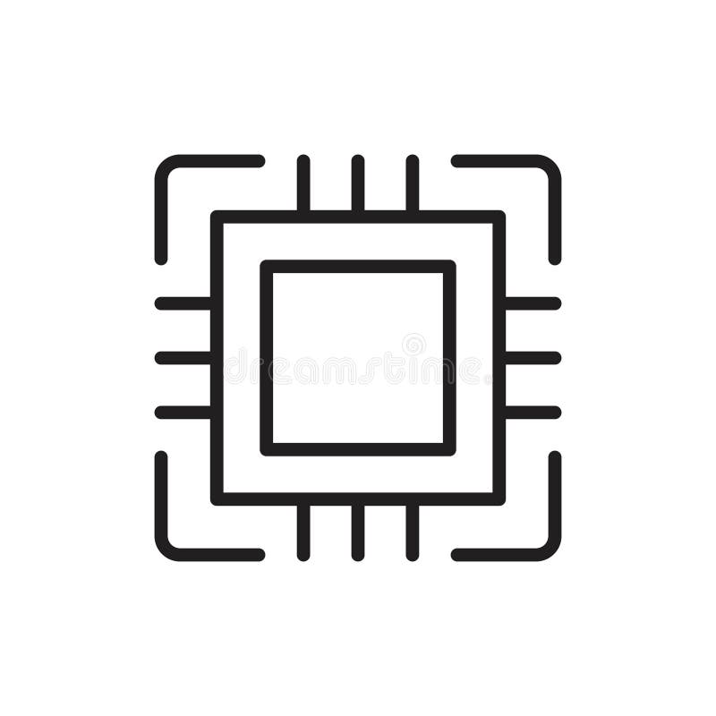 CPU Icon Simple Thin Outline Stock Illustration - Illustration of ...