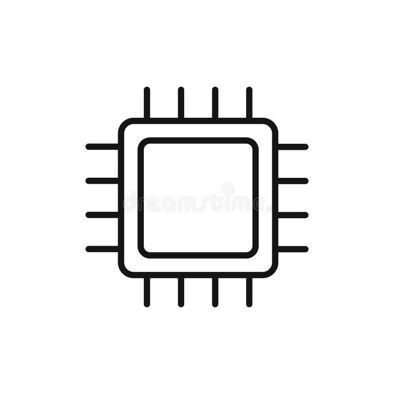 CPU Icon Thin Line Art Isolated Stock Vector - Illustration of ...