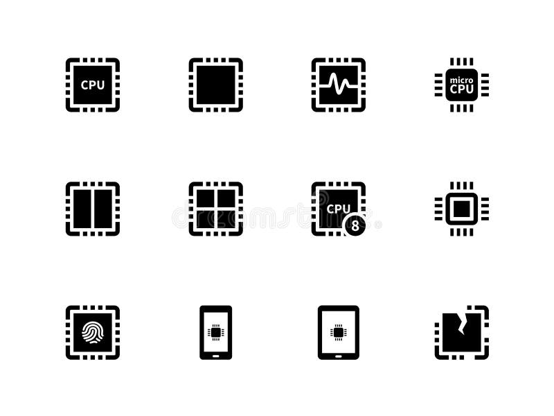CPU Icons Set. (central Processing Unit). Stock Vector - Illustration ...