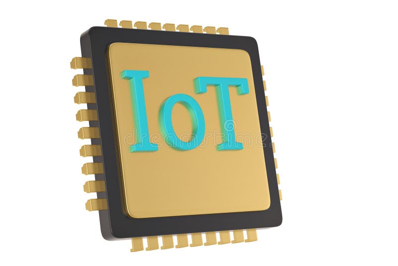 A Cpu with Iot Symbol Internet of Things Concept 3D Illustration Stock ...