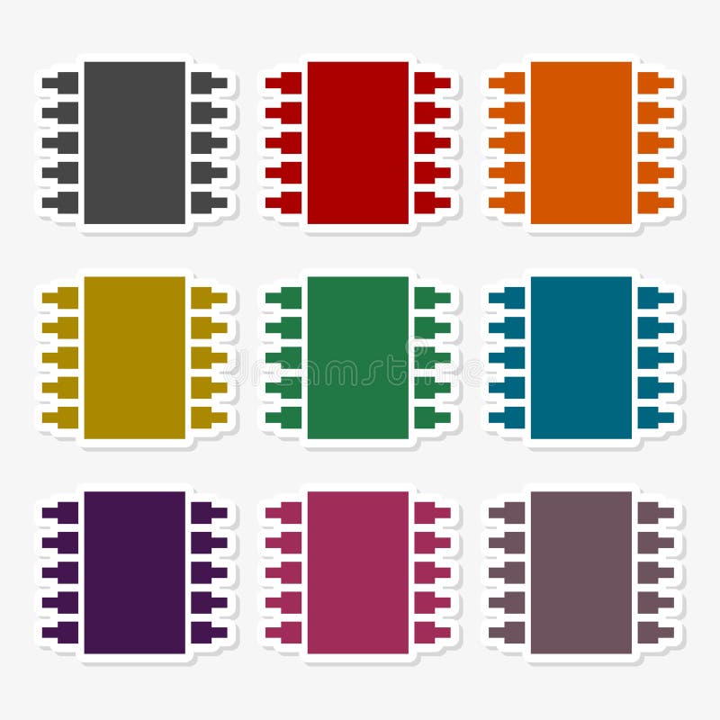 CPU Isolated Icons. Processor Symbols Stock Vector - Illustration of ...