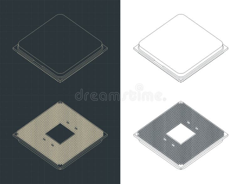 CPU isometric blueprints stock vector. Illustration of vector - 251321997
