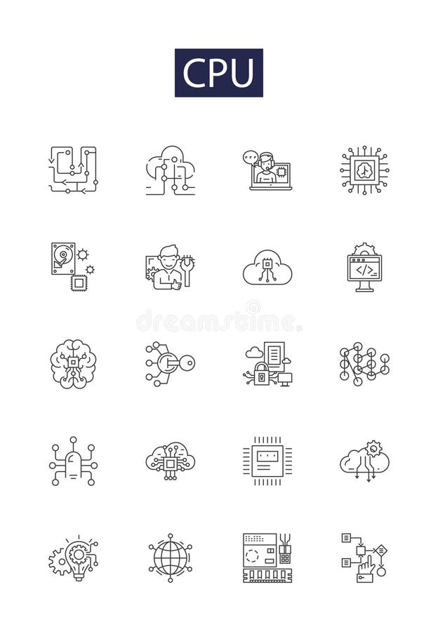 Cpu Line Vector Icons and Signs. CPU, Core, Central, Unit, Control ... Cpu Line Vector Icons and Signs. CPU, Core, Central, Unit, Control ...