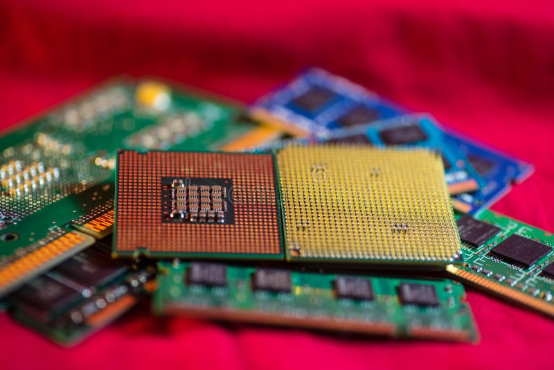 Two CPUs with RAM stock photo. Image of server, connection - 109961202