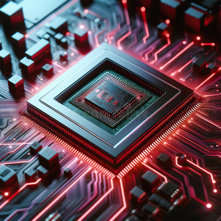 CPU Microchip for AI and Data Network. Close-up View of Modern Chip Cpu Card Stock Illustration ...