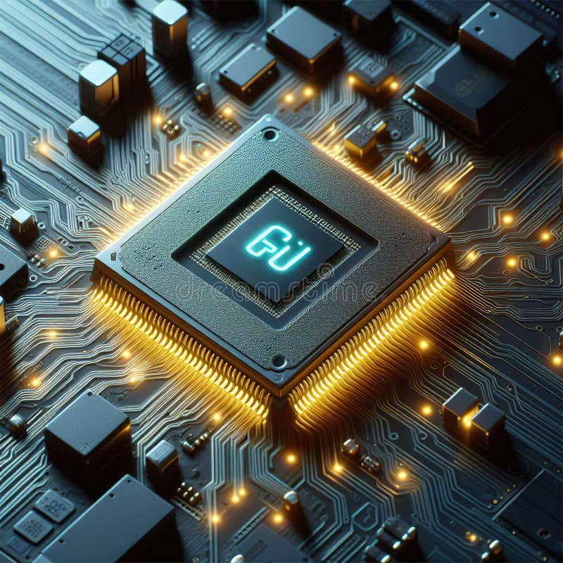 Cpu Microchip For Ai And Data Network Close Up View Of Modern Chip Cpu