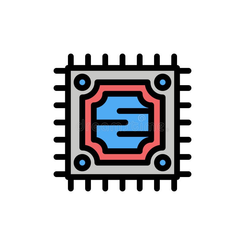 Cpu, Microchip, Processor Flat Color Icon. Vector Icon Banner Template ...