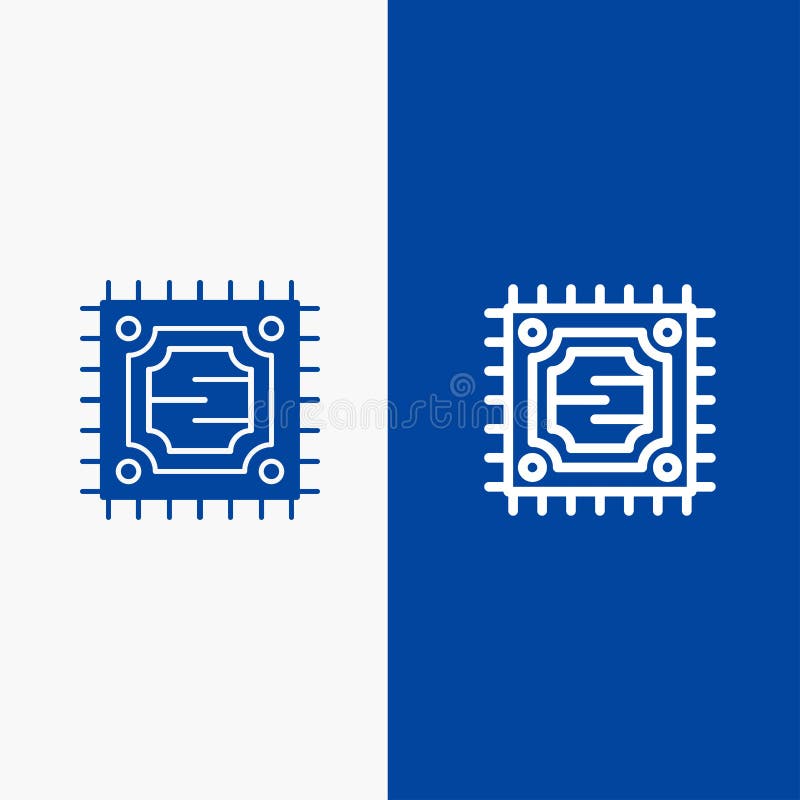 Cpu, Microchip, Processor Line and Glyph Solid Icon Blue Banner Line ... Cpu, Microchip, Processor Line and Glyph Solid Icon Blue Banner Line ...