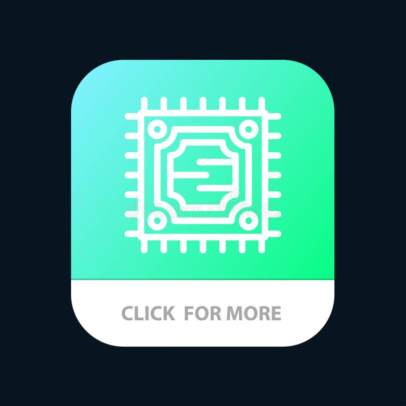 Cpu Microchip Processor Mobile App Button Android And Ios Line