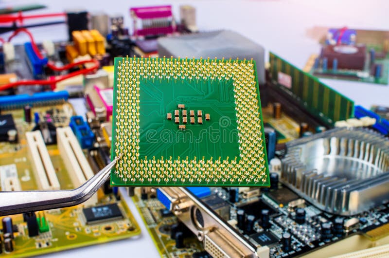 Microprocessor close-up stock photo. Image of engineering - 12074032