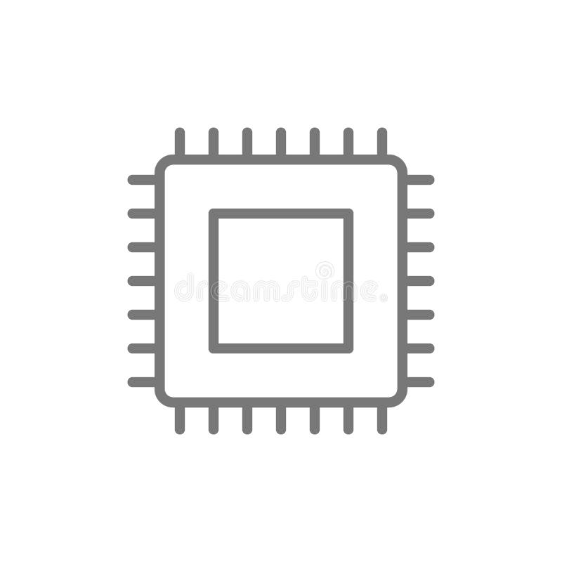 CPU Microprocessor, Computer Chip Line Icon. Stock Vector ...