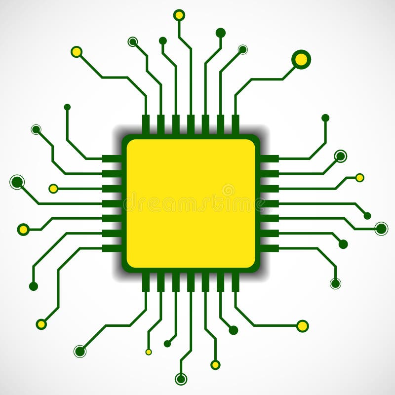 Cpu. Microprocessor Geïsoleerd Op Witte Achtergrond. Microchip ...