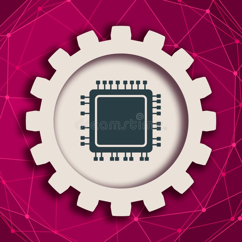 CPU Microprocessor Icon stock illustration. Illustration of flat ...