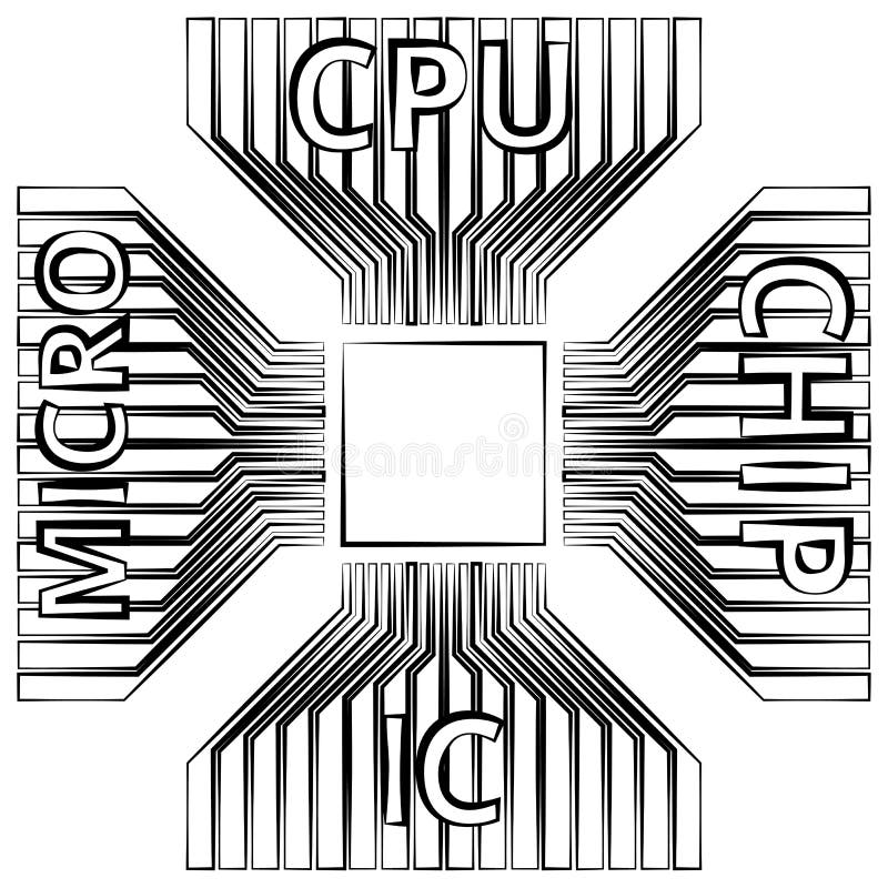 Cpu Microprocessor Microchip Circuit Board Flat Icon Simple White