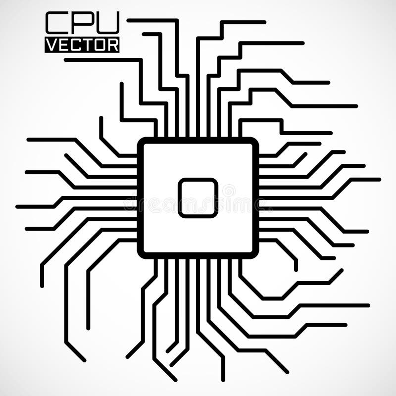 Cpu. Microprocessor. Microchip Stock Vector - Illustration of ...
