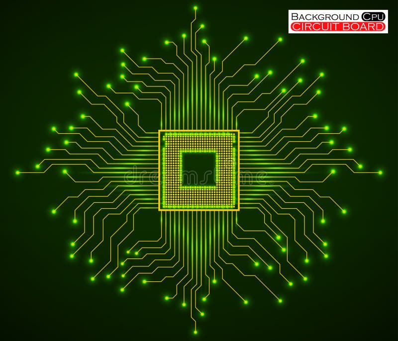 Cpu Microprocessor Microchip Circuit Board Stock Illustration
