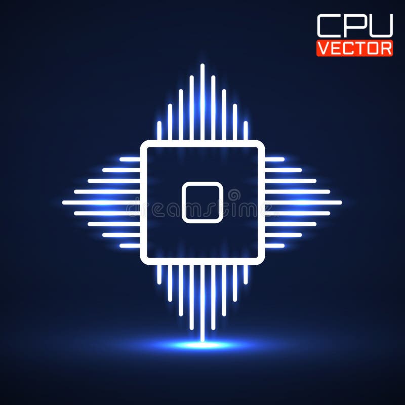 Cpu. Microprocessor. Microchip. Glow Logo Stock Vector - Illustration ...