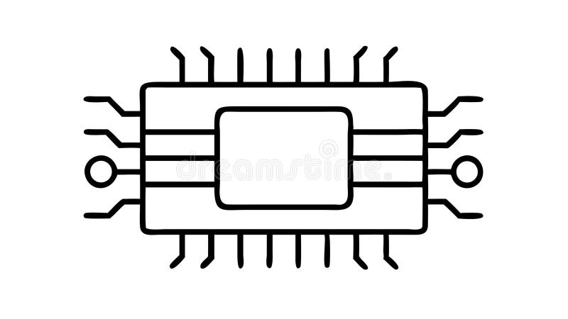 CPU Microprocessor Outline Icon for Computing, Vector Design Generative ...